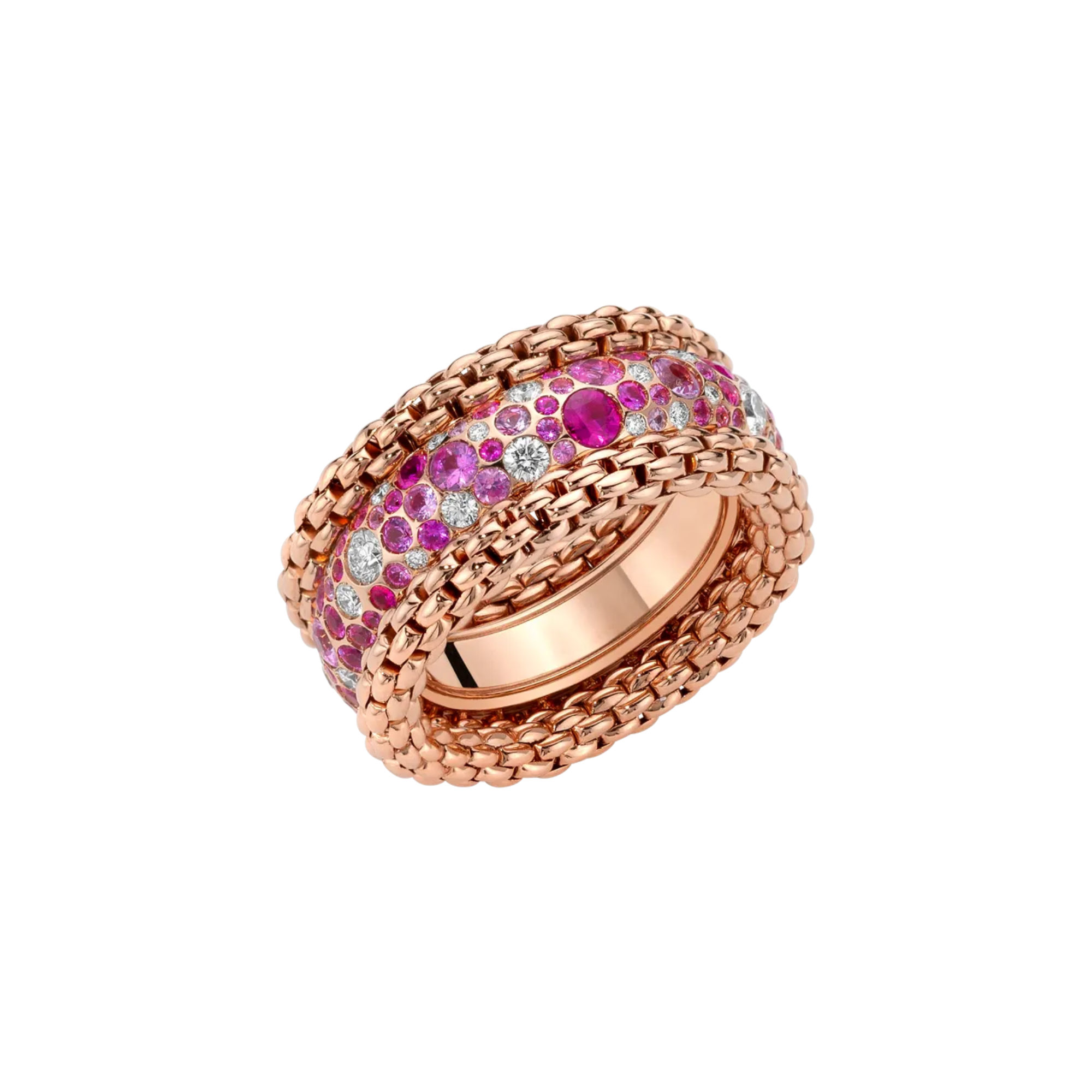 FOPE Bubble Ring mit Diamanten und rosa Saphiren - 71208AX_P3_R_XBX_140